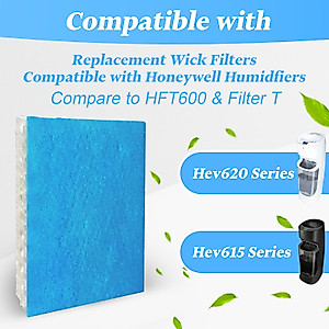 getalong HFT600 Replacement Wick Humidifier Filter Compatible for Honeywell HEV615, HEV620,HFT600, HFT600T, HFT600PDQ Humidifier, HFT600 Replacement Wicking T, 4Pack (Blue)
