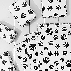 Whaline 100 Sheet Pet Paw Print Tissue Paper White Black Wrapping Paper 14 x 20in Cute Gift Wrapping Tissue Paper Dog Paw Art Paper Crafts for Pet Treat Party Favors DIY Decoration