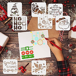 MAGIDOVE 30PCS Christmas Stencils 3x3 Inch Small Stencils for Painting on Wood Reusable Stencils for Craft Small Ornaments Merry Stencil (Christmas)