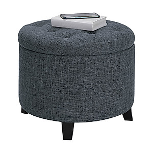 Convenience Concepts Designs4Comfort Storage Ottoman, Stormy Gray Fabric