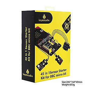 KEYESTUDIO 45 Sensors Starter Kit with Micro:bit V2.2 for Learning Microbit V2 Coding, Sensor Breakout Board, i2c LCD, OLED Display, Water Sensor, 5v Relay Accessories with Tutorials for Teens Adults