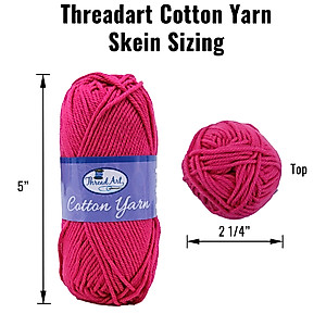 Threadart 100% Pure Cotton Crochet Yarn | 50 gram Skeins | Worsted Medium #4 Yarn | 85 yds per Skein | 30 Colors Available | Lt. Blue #3541
