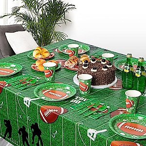 DECORLIFE 3 Pack Football Tablecloths, 108 x 54 Inch Football Themed Table Covers Football Party Decorations