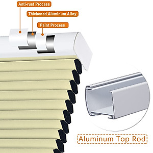 Persilux Custom Size Cellular Shades Cordless 100% Blackout Roller Shades Honeycomb Blinds Waterproof UV Protection Roller Window Shades for Home, Bedroom and Kitchen Door Cream