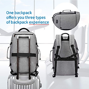 Asenlin 40L Travel Backpack for Women Men，17 Inch Laptop Backpack Flight Approved Luggage Carry On Water Resistant Computer Backpack for Weekender Overnight Large Daypack Grey