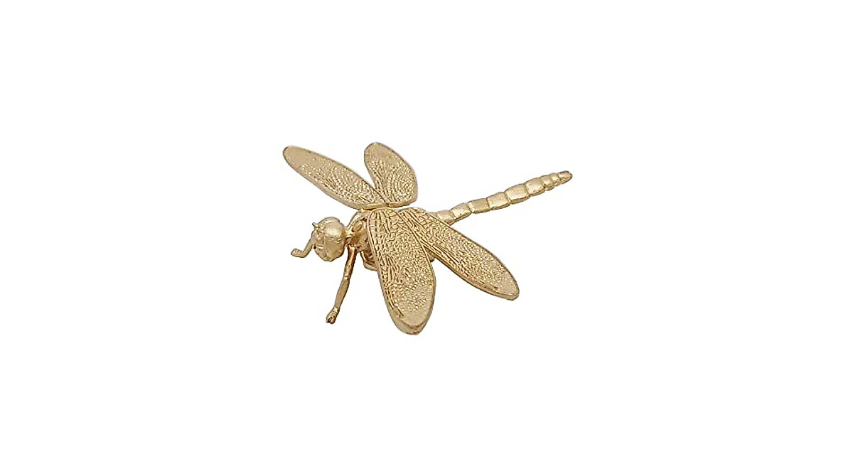 Gold Dragonfly Sculpture - Elegant Metal Insect Decor for Home & Garden