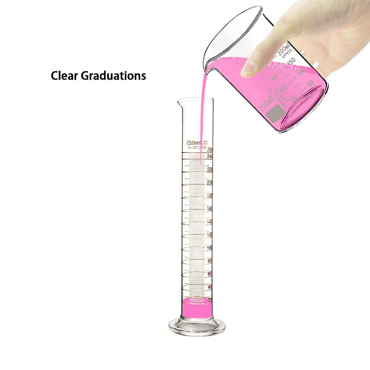 10ml Graduated Glass Cylinders (3/Pack), Measuring Glass Test Jars Borosilicate 3.3 Glass, Single Metric Scale for Lab Research Industry Teaching Brewing Wine Making Kitchen