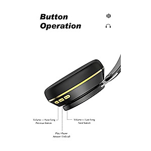 Bluetooth Headphones V5.1 with Mic, Wireless Headsets with Active Noise Canceling, Over-Ear ANC Stereo Headphones for Cell Phones Laptop Computer (Black)