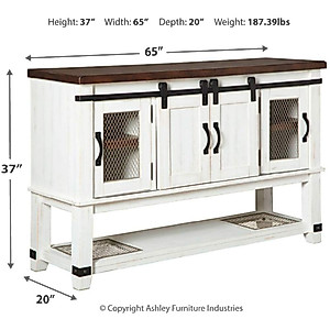 Signature Design by Ashley Valebeck Farmhouse Dining Room Server or Buffet, White & Brown