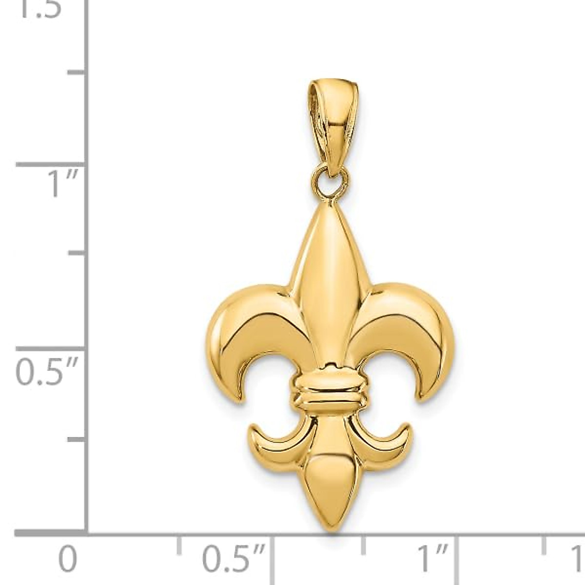 IceCarats 14K Yellow Gold Medium French Fleur De Lis Lily Flower Necklace Religious Pendant Saint Charm 35mm x 18mm Only