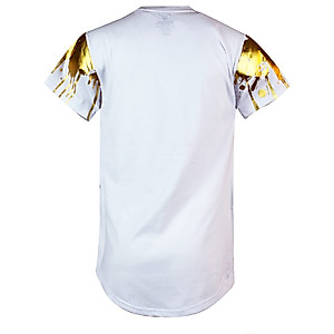 SCREENSHOT-S11279 Mens Hip-Hop Streetwear Premium Quality Urban Tee - Snake Head Masked Medusa Goddess Gold Foil Embossed Gel Print T-Shirt-White-Large