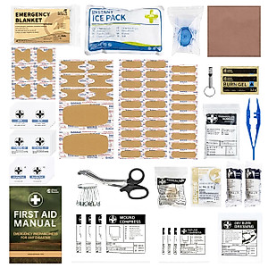 RHINO RESCUE First Aid Kit, HSA/FSA Eligible, Waterproof Portable Emergency Medical Kit for Travel, Home, Car, College Dorm, Camping, Hiking, Backpacking (Black)