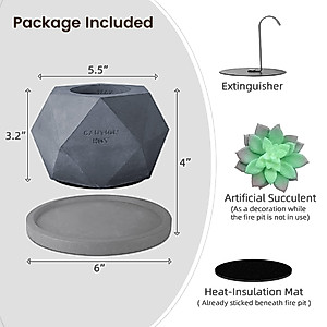 Tabletop Fire Pit Bowl Tabletop Firepit Portable Ethanol Fireplace, Concrete Table Top Fire Pit Indoor Small Outdoor Fire Pit Alcohol Fireplace, Marshmallow Fire Pit with 6'' Base and Extinguisher