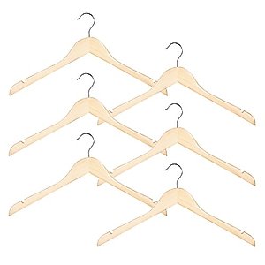 Richards Homewares Imperial Juvenile Kids Shirt and Coat Hanger, 6-Piece Set, Natural