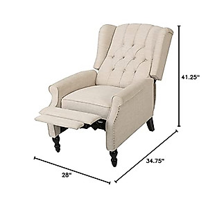 Christopher Knight Home Earlean Fabric Recliner (Set of 2), Beige, Dark Brown