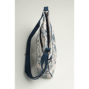 Maison d' Hermine Cross Body Bag 100% Cotton Canvas Hand Bag Shoulder Bag for Women Men Shopping Travel Everyday Use Multi Zippered Pocket Sling Bag (The Miller - Blue)