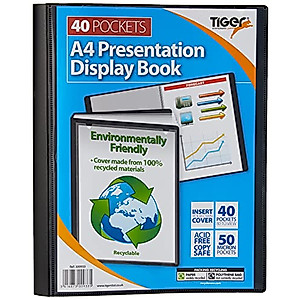Tiger 300933 40 A4 Pocket Presentation Display Book - Black