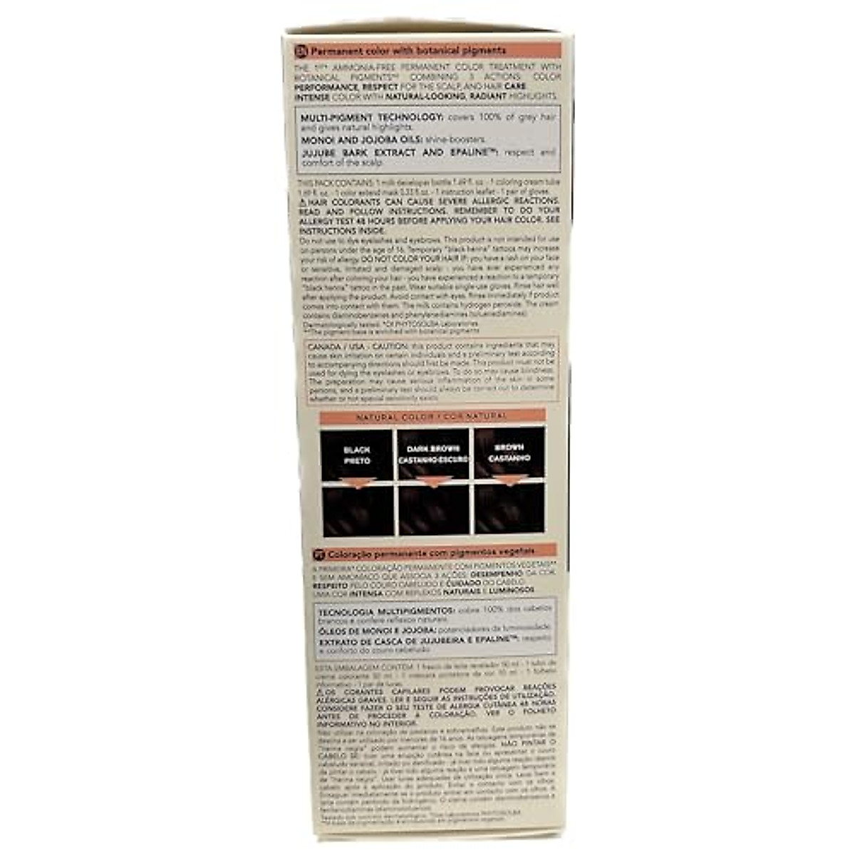 PHYTO Phytocolor Permanent Hair Color, 3 Dark Brown, with Botanical Pigments, 100% Grey Hair Coverage, Ammonia-free, PPD-free, Resorcin-free, 0.42 oz.