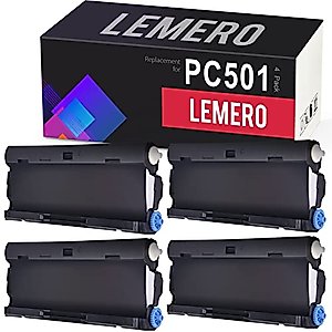 LEMERO PC501 Compatible with Brother PC-501 PC 501 PPF Print Fax Cartridge for Brother Fax 575 FAX-575 Printers (4 Pack)