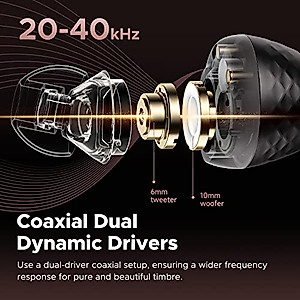 SoundPEATS Engine4 Wireless Earbuds, Hi-Res Bluetooth 5.3 Earbuds with LDAC, Coaxial Dual Dynamic Drivers for Stereo Sound, 70 ms Low Latency, Dual Device Connection, Total 43 Hrs, IPX4, App Control