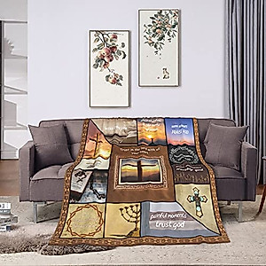 WISH TREE Christian Gifts for Women Scripture Throw Blanket Religious Spiritual Gifts with Bible Verse, Inspirational Thoughts and Healing Prayers Gift for Women Men 50"x60"(Collage)
