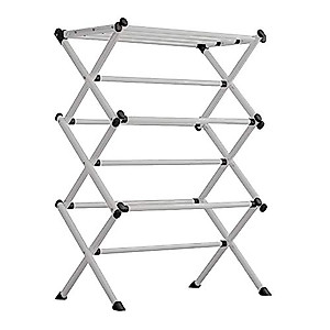 FKUO Household Indoor Folding Clothes Drying Rack, Dry Laundry and Hang Clothes,Towel Rack (Silver Gray)