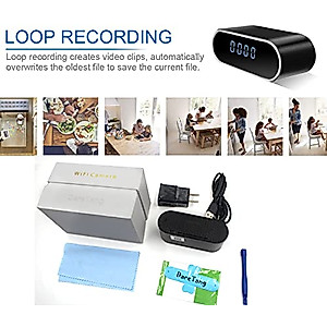 Hidden Camera Clock,HD 1080P WiFi Alarm Clock Camera with Night Vision/Motion Detection/Loop Recording Wireless Security Camera,Monitor Video Recorder Nanny Cam No Audio