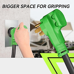 RVMATE 50 Amp 15 Feet RV/EV Extension Cord, Easy Plug in Handle, 14-50P to 14-50R with LED Indicator, ETL Listed, Come w/Storage Bag and Plastic Strap