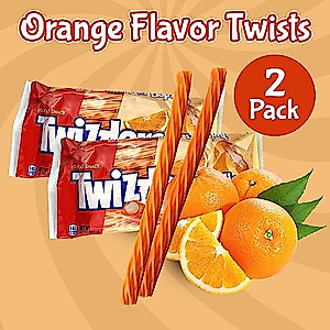 Twizzlers Cream Filled Licorice Candy Twists Full Size 2 Pack - Orange Pop Creamsicle Flavored Sticks Soft and Chewy Sweet Candy for Kids and Adults