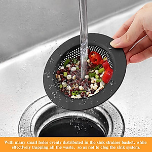Kitchen Sink Stopper Strainer Set, 2 Stainless Steel Mesh Sink Drain Basket +1 Sink Drain Strainer +1 Sink Stopper for Kitchen Bathroom Sinks Bathtubs Replacement Sink Accessories(Black)