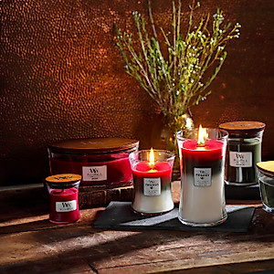 WoodWick Medium Hourglass Candle, Currant - Premium Soy Blend Wax, Pluswick Innovation Wood Wick, Made in USA