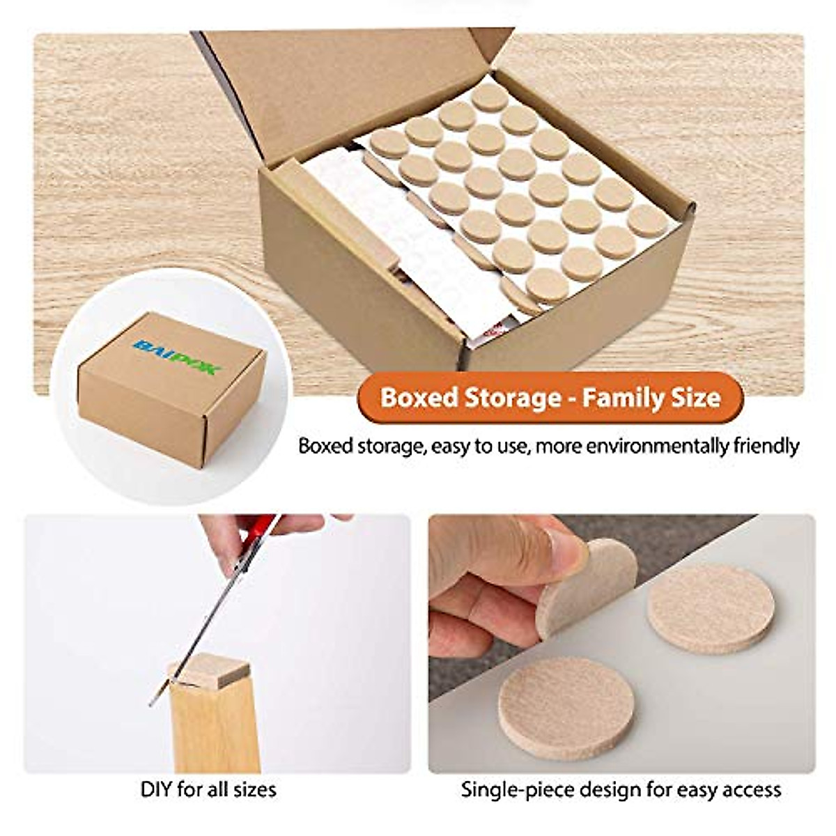 Furniture Pads 300 Pack Premium Furniture Felt Pads (Beige), Huge Quantity Self Adhesive Felt Pads, Anti Scratch Floor Protector for Furniture Legs Hardwood Floor with 60 Cabinet Door Bumpers