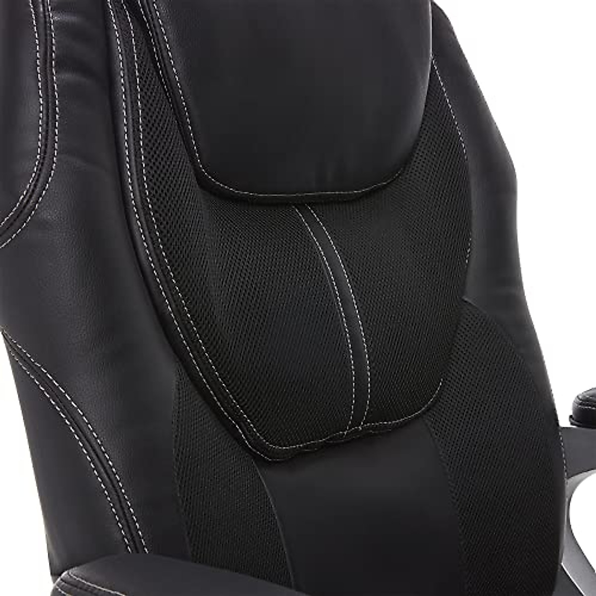 Serta Executive Office Padded Arms, Adjustable Ergonomic Gaming Desk Chair with Lumbar Support, Faux Leather and Mesh, Black