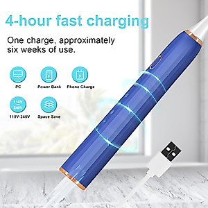 Kingheroes Sonic Vibration C1PRO Electric Toothbrush, Light Blue, Battery Powered, Unisex-Adults