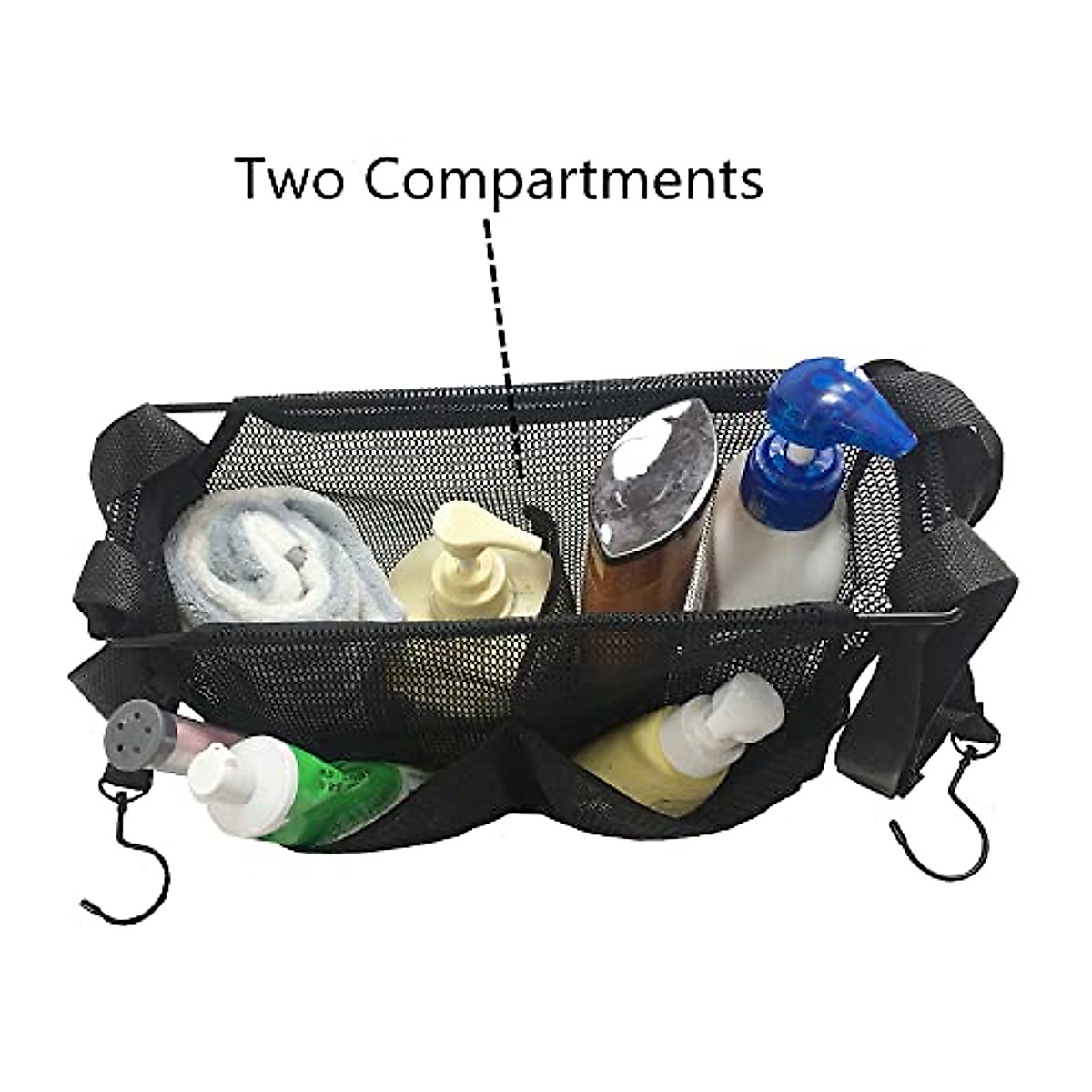 Sainal Mesh Shower Caddy with Adjustable Long Straps and 360 Degrees Rotating Hooks Hanging Organizer Toiletries Storage Bag Bathroom Accessory