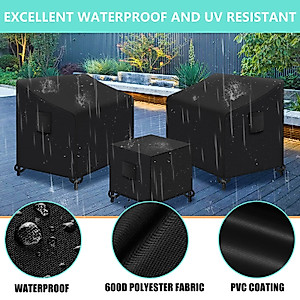 Kovshuiwe 3 Pieces Patio Set Cover, Upgraded 600D Heavy Duty Oxford Fabric Patio Conversation Set Covers, Patio Furniture Sets Covers Waterproof - 3 Piece Patio Furniture Covers