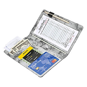 Server Books for Waitress - Marble Texture Leather Waiter Book Server Wallet with Zipper Pocket, Cute Waitress Book&Waitstaff Organizer with Money Pocket Fit Server Apron
