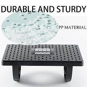 Foot Rest, Adjustable Height Foot Rest for Under Desk at Work, Ergonomic Foot Stool Under Desk for Office, Under Desk Footrest with Large Roller Massage, Desk Foot Rest for Pressure Relief (Black)