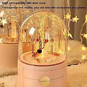 Jewelry Box Jewelry Boxes Jewelry Box Rotating Jewelry Boxes Multifunctional Necklace Hangers ABS Dust Cover Organizer Box Large Capacity Exquisite Storage Boxes jewellery case Jewelry Organizer