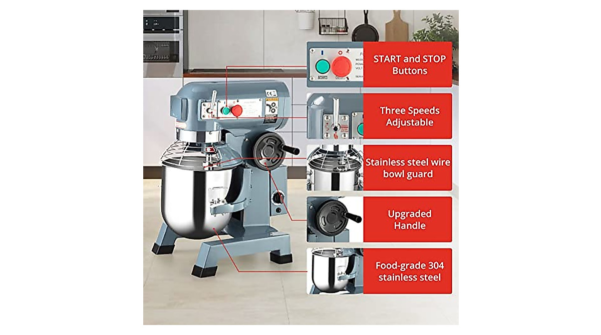 PioneerWorks 10Qt Stand Mixer - High Performance Kitchen Mixer