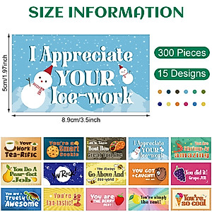 Honoson 300 Pieces Employee Appreciation Cards Bulk Inspirational Punny Cards Thank You Encouragement Cards Funny Affirmation Gifts Staff Business Cards for Team Teacher 15 Design