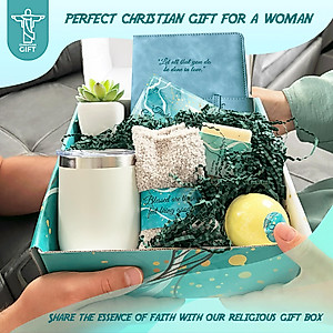 DEHITE Christian Gifts for Women Religious Inspirational Present With Insulated Tumbler - | Notebook | Socks | Keychain | Birthday Basket | - Christmas Gifts Box for Mother Bestfriend Coworker