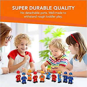 FUNERICA 10-Set Toy People Figures - Bendable Fireman, Police, Construction Workers, Community Helpers, Play Little People Toys Figurines Dollhouse Firefighter playset