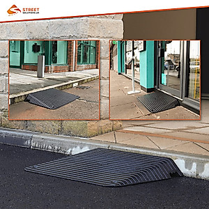 4” Wheelchair Curb Ramp, Single Wheelchair Curb Ramp for Accessibility & Ease, Suitable as a Motorcycle Ramp, Wheelchair Ramp or Threshold Ramp, Driveway Curb Ramps, Disability Assistance Rubber Ramp