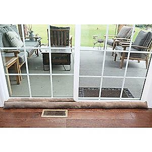 HOME DISTRICT Sliding Door Draft Stopper - Glass Door Draft Blocker, Patio Under Door Draft Stopper, Door Air Blocker Draft Dodger 69 1/2" L - Light Brown