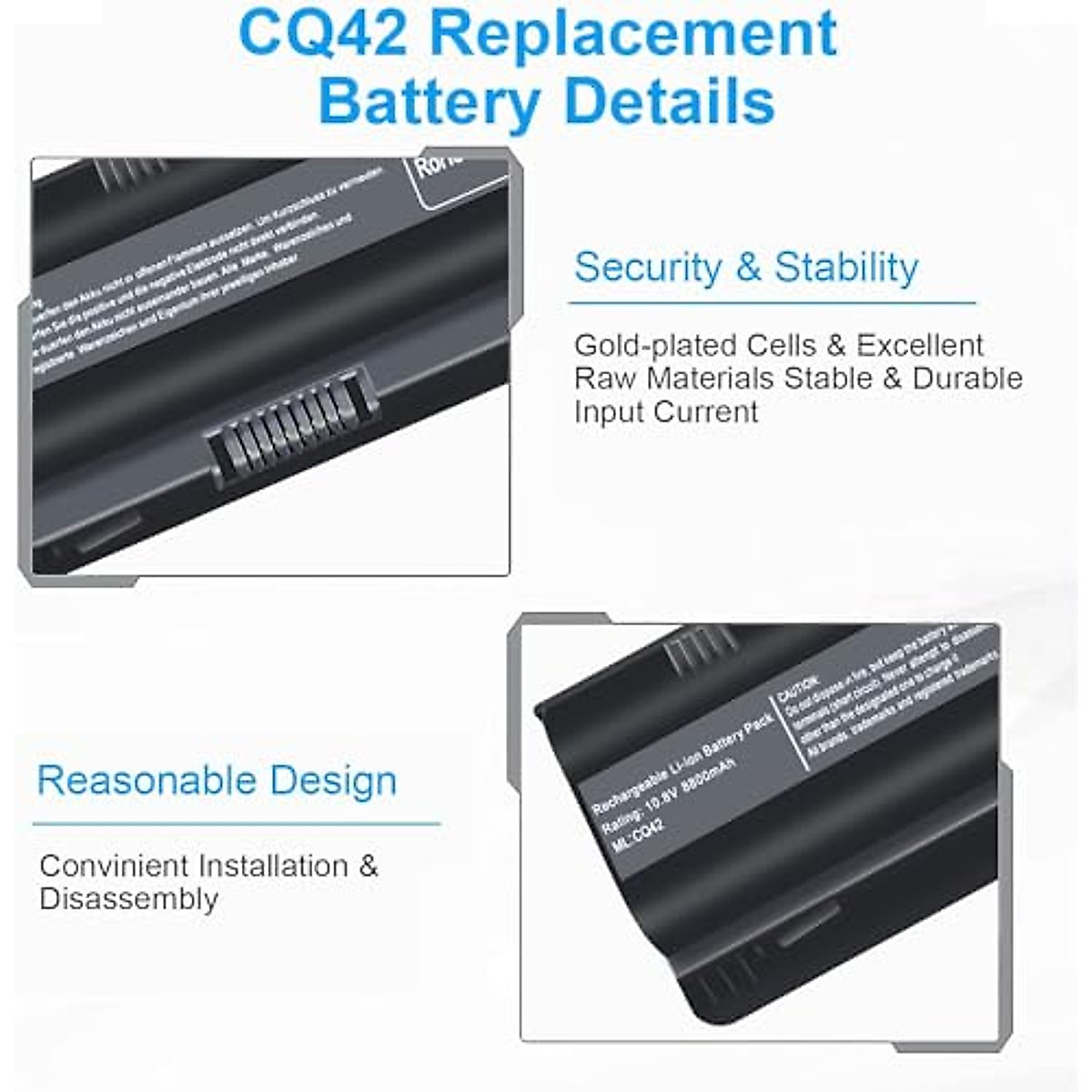 593553-001 CQ42 MU06 Laptop Battery Replacement for HP Spare 593554-001 593550-001 593562-001 G62 Pavilion G6 G7 DV7 HSTNN-LB0W Presario CQ56 CQ57 CQ62, Compatible with HP MU09 (10.8V 8800mAh 9-Cell)