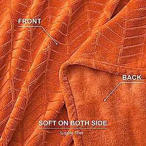 Excervent Soft Flannel Fleece Throw Blanket (Burnt Orange, 50x70 inches) Lightweight Microfiber Chevron Pattern Blankets for Sofa, Couch, Bed - Fluffy Warm Cozy Decorative