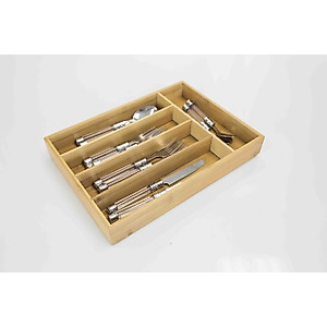 Home Basics Cutlery Tray Holder, Bamboo
