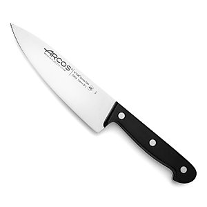 ARCOS Chef Knife 6 Inch Stainless Steel. Cooking Knife to Cut and Peel Small Food. Ergonomic Polyoxymethylene Handle and 155mm Blade. Series Universal. Color Black