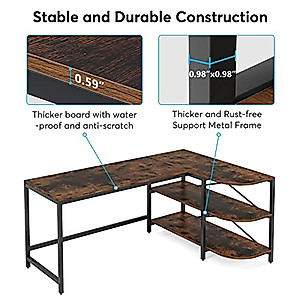 Tribesigns 59 inches L-Shaped Computer Desk, Industrial Writing Desk with Storage, Large Computer Desk with Shelves, Corner Computer Desk for Home Office, Individual Workstation for Study and Work